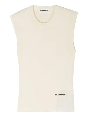 JIL SANDER Ribbed Crop Top - Neutrals