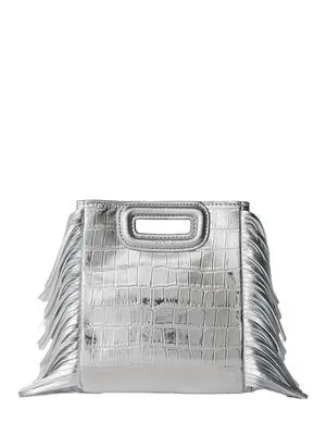 Maje Mini Croco Metallic Bag - Silver