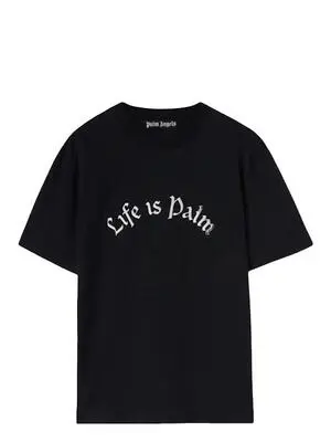 Palm Angels Life Is Palm Fitted T-shirt - Black/white
