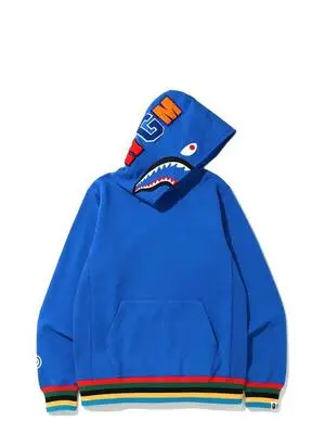 A BATHING APE Shark Line Rib Pullover Hoodie - Blue