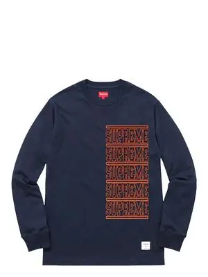 Supreme Stacked Long Sleeve Top - Navy Blue