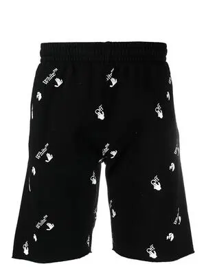 Off-White Logo Print Shorts - Black White