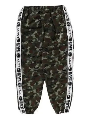 A BATHING APE X Saint Mxxxxxx Heart Camo Track Pants - Olive