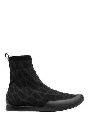 Valentino Garavani Toile Iconographe Sock Boot - Black