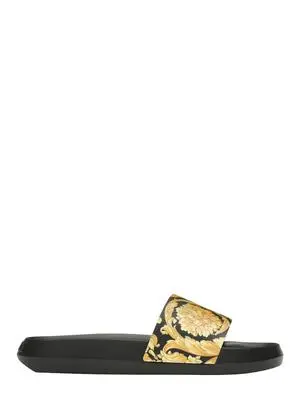 Versace Baroque Pool Slide - Black/gold