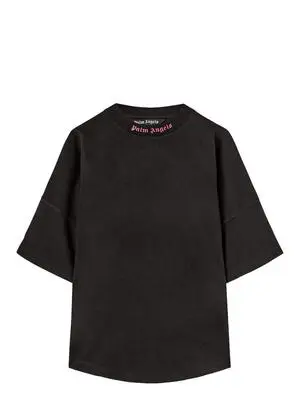 Palm Angels Doubled Logo Over Tee /fuchsia - Black