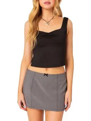 EDIKTED Side Slit Crop Tank - Black