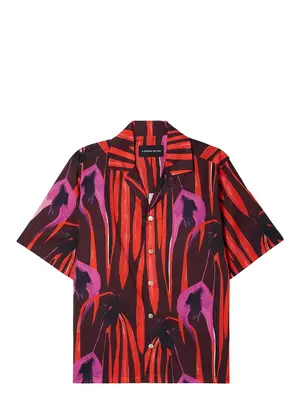 LOUISA BALLOU Louisa Ballou Printed Silk Shirt Chocolate