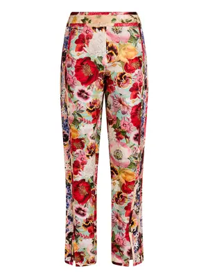 Zimmermann Floral-print Linen And Silk-blend Straight-leg Pants - Red