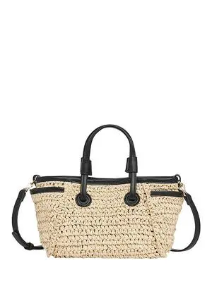 Whistles Aylin Mini Straw Popper Tote - Neutral