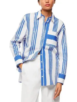 Whistles Painted Stripe Oversized Shirt - Blue/multi
