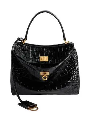 Balenciaga Mini Rodeo Handbag Black Croc