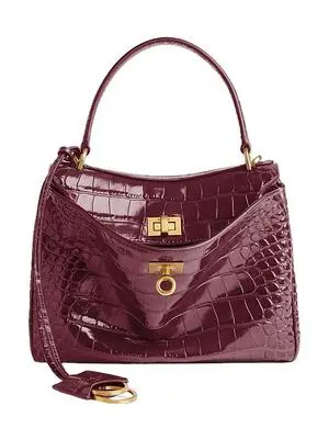 Balenciaga Rodeo Mini Handbag - Dark Burgundy Croc