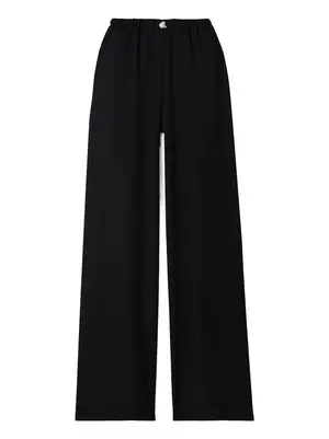 SARA CRISTINA Playa Pearl-embellished Wide-leg Pants - Black