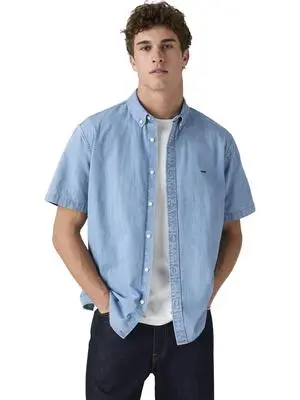 LEVI'S Short Sleeve Authentic Button-down Shirt Eli Medium Blue Wash