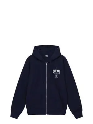 StÜssy World Tour Zip Hoodie - Navy Blue (fw22)