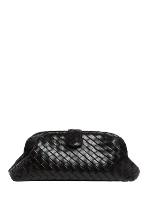 Bottega Veneta Maxi Lauren 1980 Leather Clutch Bag Black-m Brass