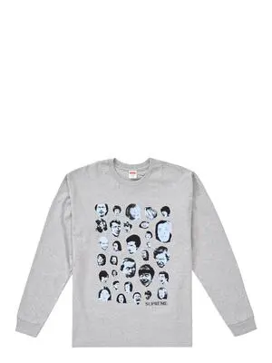Supreme Faces Long Sleeve Tee Shirt - Heather Grey