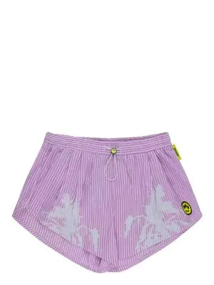 BARROW Striped Logo-Print Mini Shorts