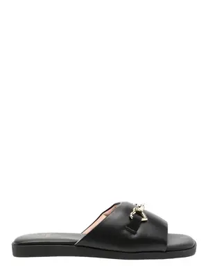 Moschino Buckle-detail Leather Sandals - Black