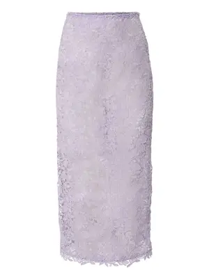 Carolina Herrera Floral-lace Midi Skirt - Purple
