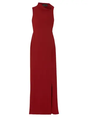 CORTANA Fiona Asymmetric Silk-blend Maxi Dress - Red