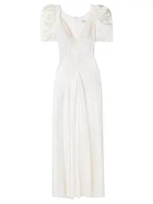 RODARTE Lace-trimmed Silk-satin Gown - Off-white