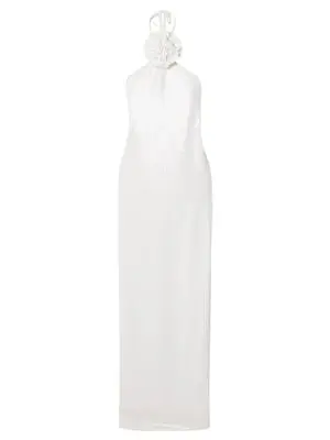 RODARTE Embellished Sequined Tulle Halterneck Gown - White