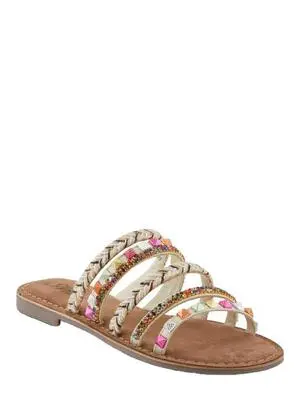 SPRING STEP SHOES Intoxicate Embellished Slide Sandal - Off White Multi