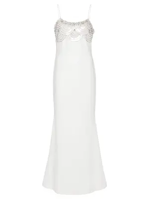 Amen Crystal-embellished Crepe Maxi Dress - White