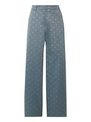 LIBEROWE Annie Floral Jacquard Pants - Blue