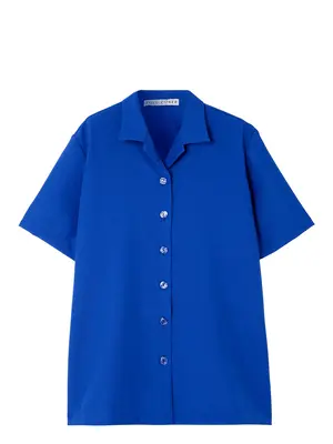 TOLU COKER Oversized Crepe Shirt - Blue