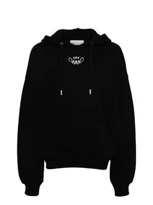 Off-White Cotton Hoodie With Bandana Embroidery Black