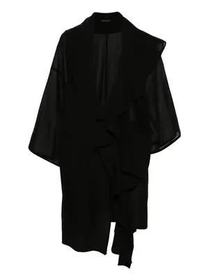 Yohji Yamamoto Textured Draped Coat - Black