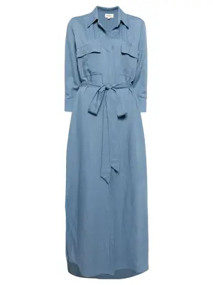 L'Agence Cameron Linen-blend Shirt Dress - Blue