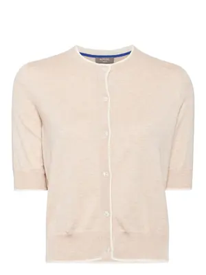 N.peal Button-down Short-sleeve Cardigan - Neutrals