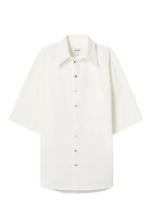 Christopher John Rogers Oversized Cotton-sateen Shirt - White
