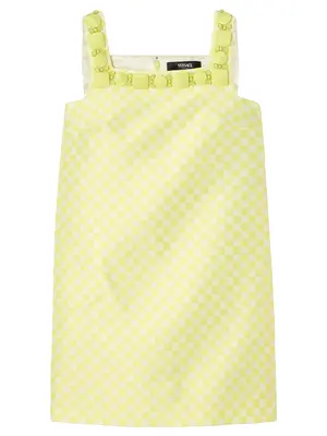 Versace Embellished Checked Mini Dress - Yellow