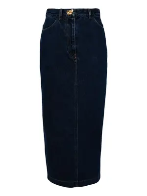 Oscar De La Renta Denim Pencil Skirt - Blue