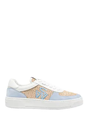 STUART WEITZMAN Courtside Panelled Raffia Sneakers - Blue
