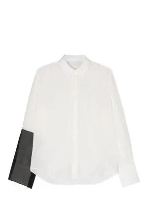 Helmut Lang Logo-embroidered Silk Shirt - White