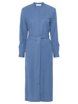 Harris Wharf London Belted Shirt Midi Dress - Blue
