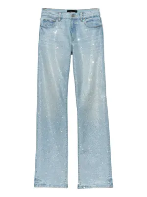 PURPLE BRAND Rhinestone-embellished Straight-leg Jeans - Blue