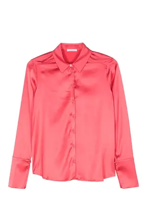 Patrizia Pepe Spread-collar Satin Shirt - Pink