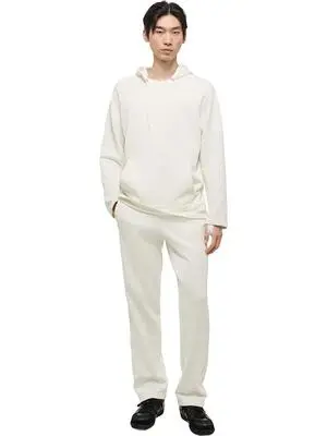 Helmut Lang Cotton Fleece Relaxed Fit Hoodie - Ivory