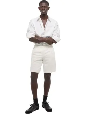 Helmut Lang Cotton Fleece Seatbelt Shorts - Ivory