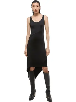 Helmut Lang Jersey Scarf Hem Tank Dress - Black
