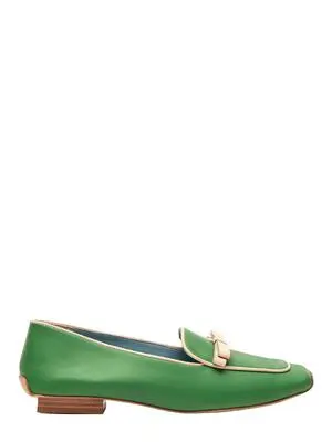 FRANCES VALENTINE Frances Valentine Suzanne Bow Loafer Green/ Oyster