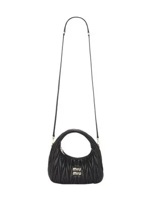 Miu Miu Miu Miu Raffia Hobo Bag With Logo Detail Nero