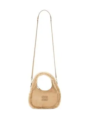 Miu Miu Camoscio Shearling Wander Bag - Sabbia